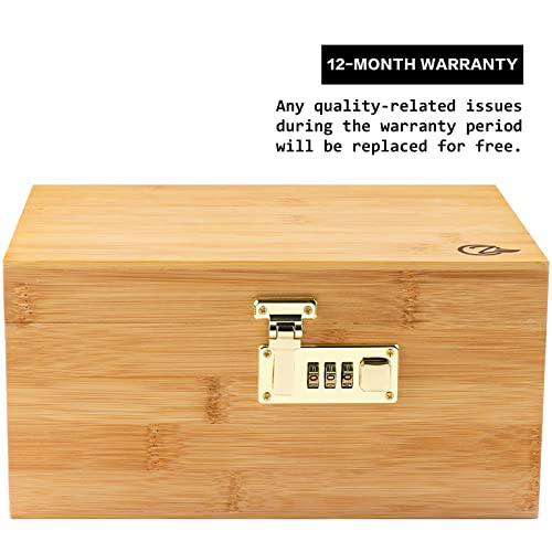 OZCHIN Large Bamboo Box with Combination Lock Decorative box for Home Locking Storage Bamboo Box