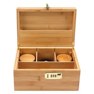 OZCHIN Large Bamboo Box with Combination Lock Decorative box for Home Locking Storage Bamboo Box