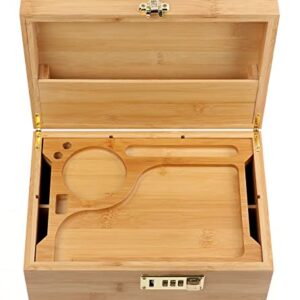 OZCHIN Large Bamboo Box with Combination Lock Decorative box for Home Locking Storage Bamboo Box