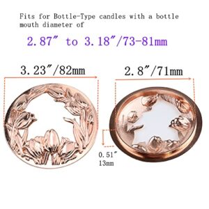 HONJIE Lid Jar Candle Topper,Rose-flowers Metal Candle Toppers to Burn Evenly Home Decor Accessories Candles Shades Sleeves Cover Top Lid