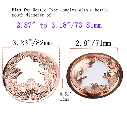 HONJIE Lid Jar Candle Topper,Rose-flowers Metal Candle Toppers to Burn Evenly Home Decor Accessories Candles Shades Sleeves Cover Top Lid