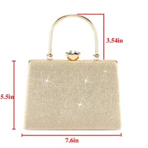 Ayliss Women Evening Handbag Top Handle Wedding Clutch Purse Bag Crossbody Tote Shoulder Handbags Cocktail Prom Frosted (Small, Champagne)