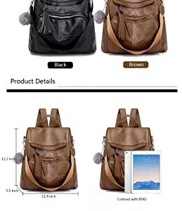 Women Backpack Purse PU Leather Shoulder Bag Travel Bag Handbag Casual Fashion Multifunction Ladys Satchel Bags Anti-theft