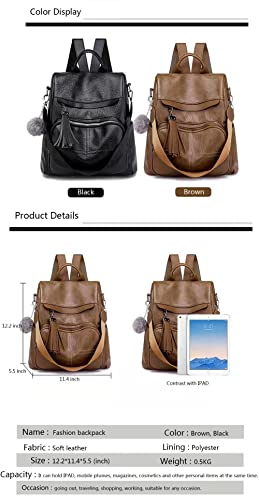 Women Backpack Purse PU Leather Shoulder Bag Travel Bag Handbag Casual Fashion Multifunction Ladys Satchel Bags Anti-theft