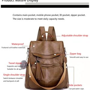 Women Backpack Purse PU Leather Shoulder Bag Travel Bag Handbag Casual Fashion Multifunction Ladys Satchel Bags Anti-theft