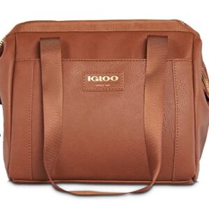 Igloo 15-can Premium Luxe Softsided Satchel Bag, Cognac