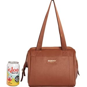 Igloo 15-can Premium Luxe Softsided Satchel Bag, Cognac