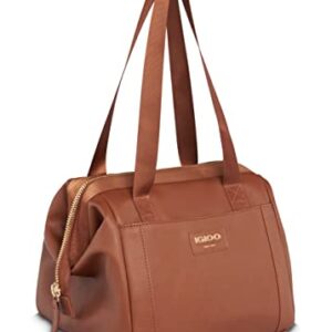 Igloo 15-can Premium Luxe Softsided Satchel Bag, Cognac