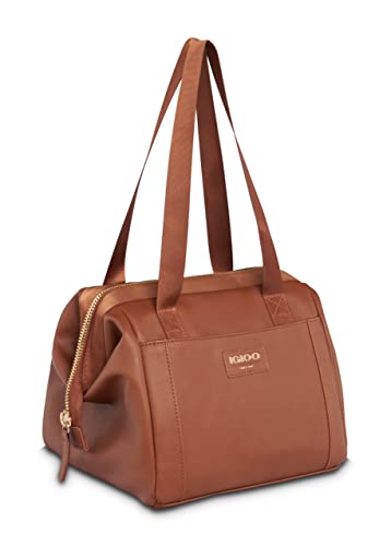 Igloo 15-can Premium Luxe Softsided Satchel Bag, Cognac