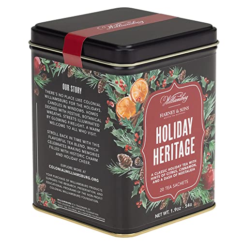 Harney & Sons Holiday Heritage Colonial Williamsburg Blend | Black Tea with Warm Apple, Cinnamon, and Orange Peel