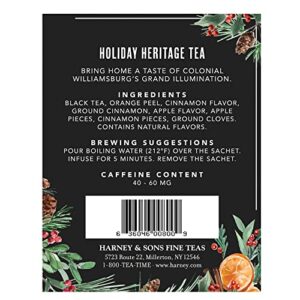 Harney & Sons Holiday Heritage Colonial Williamsburg Blend | Black Tea with Warm Apple, Cinnamon, and Orange Peel