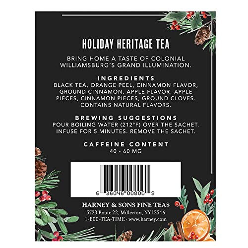 Harney & Sons Holiday Heritage Colonial Williamsburg Blend | Black Tea with Warm Apple, Cinnamon, and Orange Peel