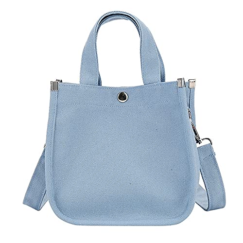 Small Canvas Crossbody Bag Cell Phone Pouch Coin Purse Top Handle Tote Bag Cute Shoulder Bag for Women Teen Girls (Blue)