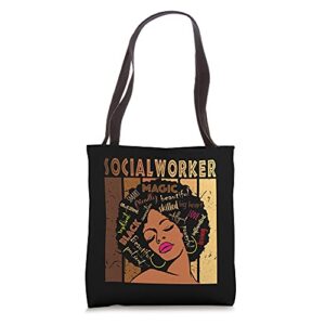 black social worker afro african american woman tote bag