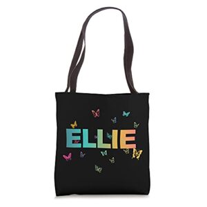 ellie – beautiful name with colorful butterflies tote bag