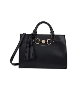 anne klein e/w horsebit satchel, black