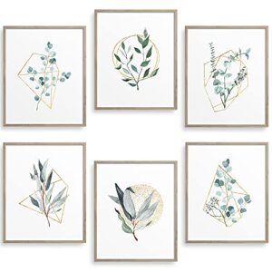 ryve botanical wall art – set of 6 botanical prints – art prints, plant wall decor, eucalyptus wall decor, plant wall art prints, green wall art decor, plant prints, leaf wall art (8×10 – unframed)