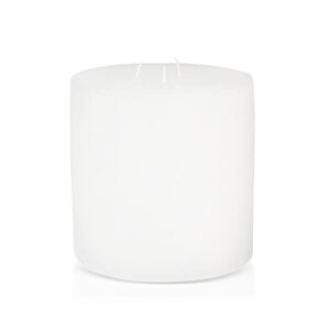 mottled pillar candles by bask – triple wick 6″ x 6″ dripless unscented holiday candles in white for home decor, relaxation & all occasions