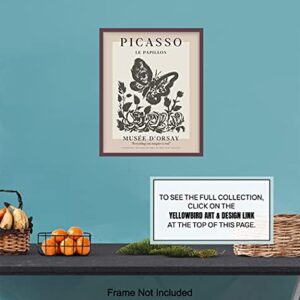 Pablo Picasso Poster Wall Art & Decor - 8x10 Modern Wall Art Prints - Gallery Wall Art - Museum Poster - Contemporary Wall Art - Butterfly Picture - Living Room, Bedroom - Women Housewarming Gift