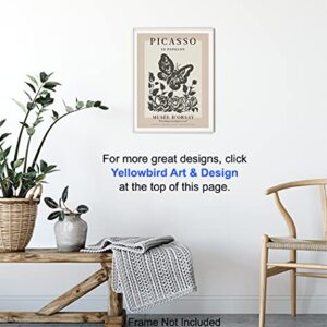 Pablo Picasso Poster Wall Art & Decor - 8x10 Modern Wall Art Prints - Gallery Wall Art - Museum Poster - Contemporary Wall Art - Butterfly Picture - Living Room, Bedroom - Women Housewarming Gift