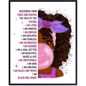 African American Girl Wall Art - Black Art - Inspirational Positive Quotes Wall Decor - Positive Affirmations Poster - Pink Little Girls Bedroom Decor - Toddler Girls Room Decor - Black Girl Magic