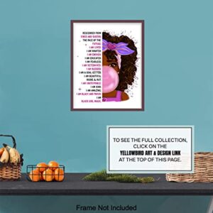 African American Girl Wall Art - Black Art - Inspirational Positive Quotes Wall Decor - Positive Affirmations Poster - Pink Little Girls Bedroom Decor - Toddler Girls Room Decor - Black Girl Magic