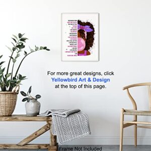 African American Girl Wall Art - Black Art - Inspirational Positive Quotes Wall Decor - Positive Affirmations Poster - Pink Little Girls Bedroom Decor - Toddler Girls Room Decor - Black Girl Magic