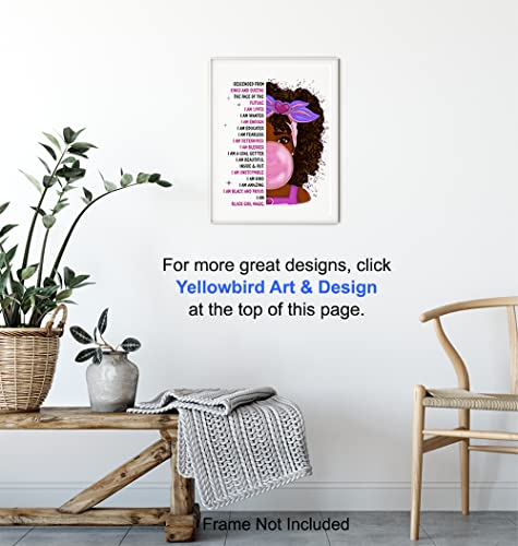 African American Girl Wall Art - Black Art - Inspirational Positive Quotes Wall Decor - Positive Affirmations Poster - Pink Little Girls Bedroom Decor - Toddler Girls Room Decor - Black Girl Magic