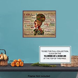 African American Women Positive Affirmations - Black Wall Art - Religious Christian Gifts for African American Girls - Inspirational Spiritual Positive Quotes Sayings Poster Picture - God Says You Are