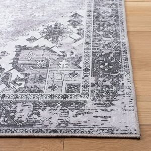 SAFAVIEH Tucson Collection Machine Washable Slip Resistant 4' x 6' Grey/Ivory TSN102F Vintage Persian Medallion Entryway Living Room Foyer Bedroom Accent Rug