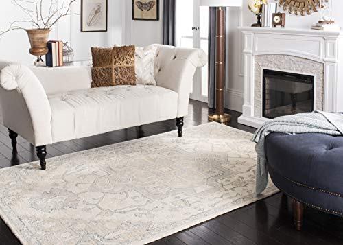 Safavieh Micro-Loop Collection 6' x 9' IvoryBeige MLP503B Handmade Shabby Chic Medallion Premium Wool Living Room Dining Bedroom Area Rug