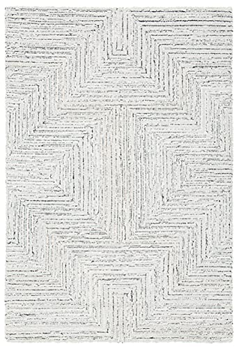 Safavieh Micro-Loop Collection 3' x 5' Light GreyIvory MLP176F Handmade Premium Wool Entryway Living Room Foyer Bedroom Accent Rug