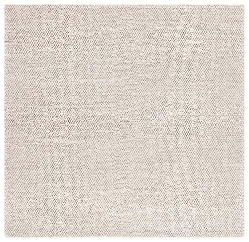 SAFAVIEH Natura Collection 6' Square Grey/Ivory NAT425F Handmade Premium New Zealand Wool Living Room Dining Bedroom Area Rug