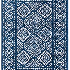 Safavieh Tulum Collection 2' x 4' Navy/Ivory TUL264N Moroccan Boho Distressed Non-Shedding Entryway Living Room Foyer Bedroom Kitchen Accent Rug