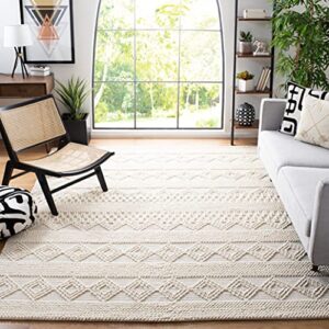 safavieh natura collection 7′ square ivory nat102c handmade moroccan boho tribal wool & cotton living room dining bedroom area rug