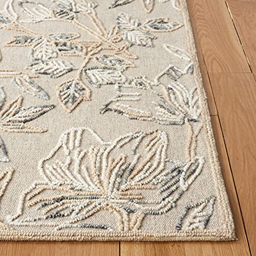 SAFAVIEH Trace Collection 4' x 6' Beige/Grey TRC803B Handmade Medallion Premium Wool Entryway Living Room Foyer Bedroom Accent Rug