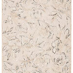 SAFAVIEH Trace Collection 4' x 6' Beige/Grey TRC803B Handmade Medallion Premium Wool Entryway Living Room Foyer Bedroom Accent Rug