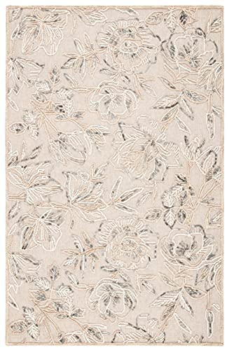 SAFAVIEH Trace Collection 4' x 6' Beige/Grey TRC803B Handmade Medallion Premium Wool Entryway Living Room Foyer Bedroom Accent Rug