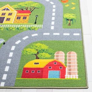 Safavieh Kids Playhouse Collection Machine Washable Slip Resistant 6'7" x 9' Dark Green/Light Grey KPH235Y Village Road Playroom Nursery Bedroom Area Rug