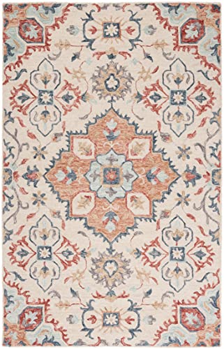 Safavieh Metro Collection 4' x 6' BeigeRust MET354B Handmade Premium Wool Entryway Living Room Foyer Bedroom Accent Rug