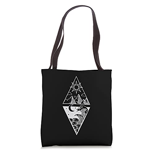 Moon and Sun Academia Aesthetic Boho Tarot Design Tote Bag