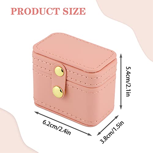 LEEFONE Ring Box Small Travel Jewelry Box Organizer, Mini Jewelry Case Portable Ring Storage Box, Practical Travel Gift for Girls & Women (Pink)