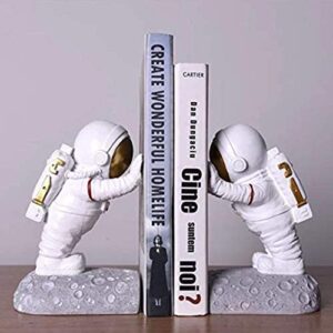 bundle 2pcs decor resin astronaut bookends decor kids bedroom astronaut toys outer space themed astronaut figurine (gold)