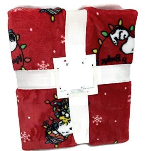 Christmas Merry & Bright Snoopy and Woodstock Holiday Oversized Plush Throw Blanket 50" x 70"