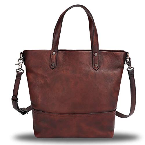 Genuine Leather Satchel Purses Handbags for Women Top Handle Bags Lady Crossbody Shoulder Tote Bags (Coffee)