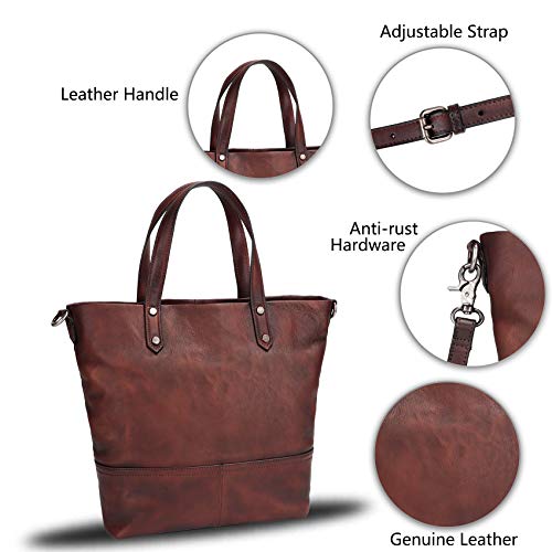 Genuine Leather Satchel Purses Handbags for Women Top Handle Bags Lady Crossbody Shoulder Tote Bags (Coffee)