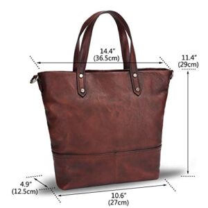 Genuine Leather Satchel Purses Handbags for Women Top Handle Bags Lady Crossbody Shoulder Tote Bags (Coffee)