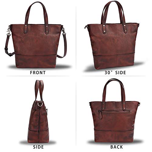 Genuine Leather Satchel Purses Handbags for Women Top Handle Bags Lady Crossbody Shoulder Tote Bags (Coffee)