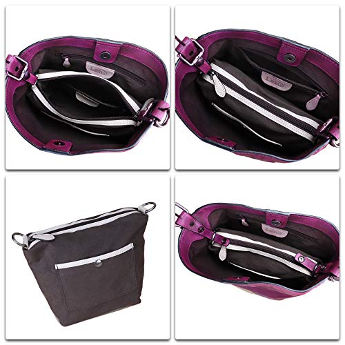 Genuine Leather Shoulder Bag Purses Handbags for Women Top Handle Satchel Bags Lady Crossbody Shoulder Tote Bags (Purple)