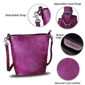 Genuine Leather Shoulder Bag Purses Handbags for Women Top Handle Satchel Bags Lady Crossbody Shoulder Tote Bags (Purple)